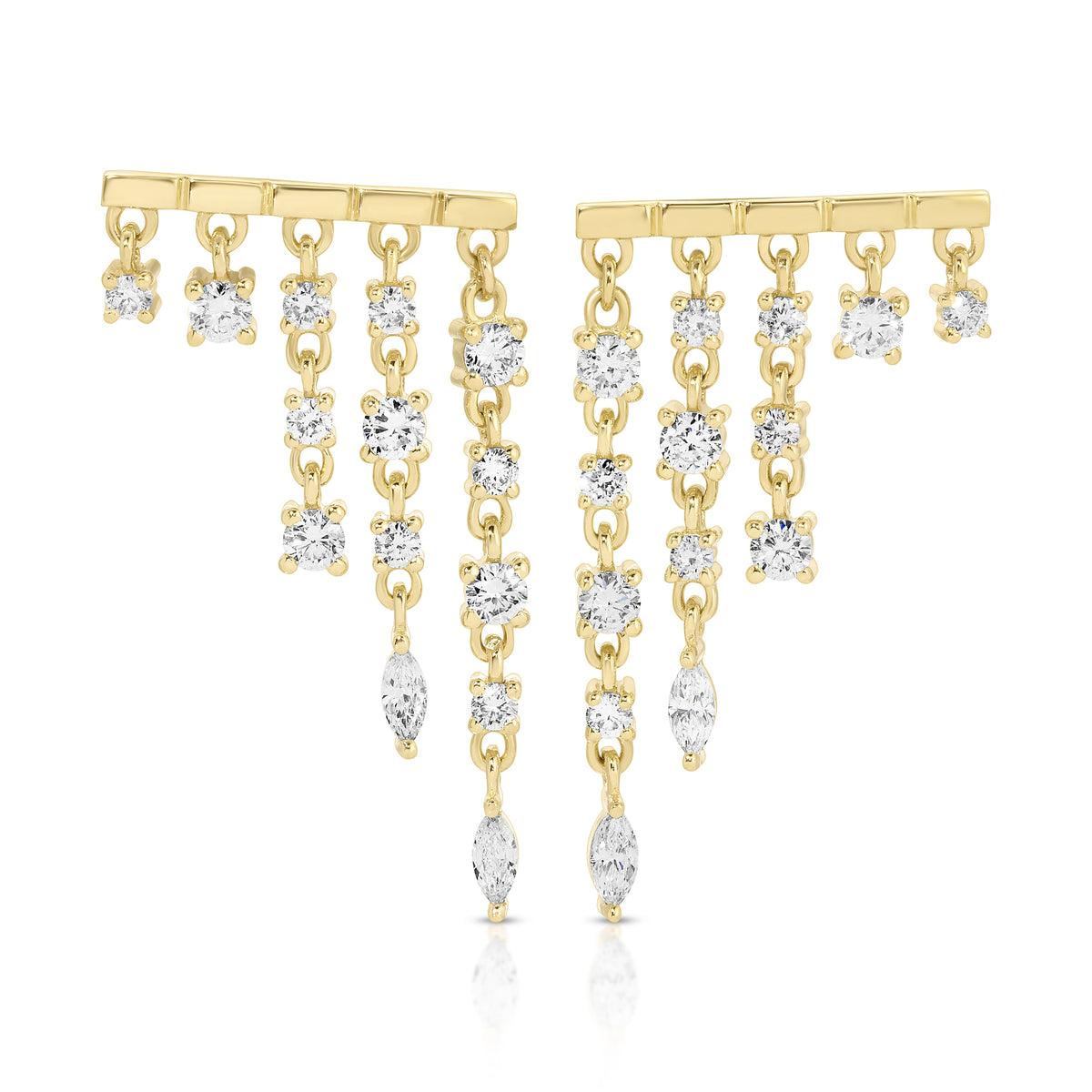 Diamond Cascade Earrings - Lab Grown Diamond and Recycled 14K Gold – M. Braga
